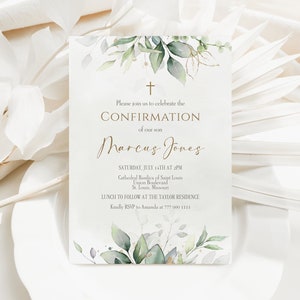 Printable Confirmation Invitation Template, Greenery Watercolor Invite ...