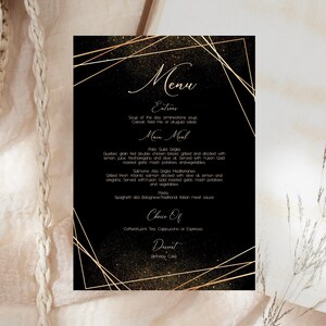 Printable Black Gold Menu, Editable Gold Frame Birthday Menu, Wedding ...