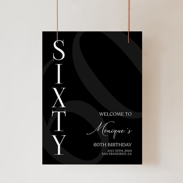 Black and White 60th Birthday Sign - Etsy