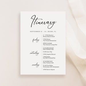 Simple Weekend Itinerary Template, Editable Hens Party Weekend ...