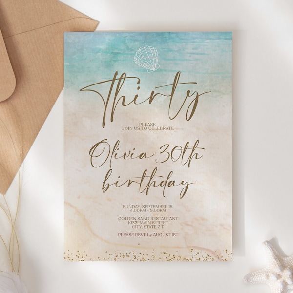 30th Birthday Invitation Beach - Etsy