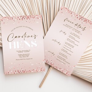 Printable Rose Gold Hens Party Weekend Itinerary Template, Editable ...