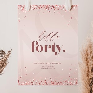 Editable HELLO FORTY 40th Birthday Party Welcome Sign, Hello 40 Welcome ...