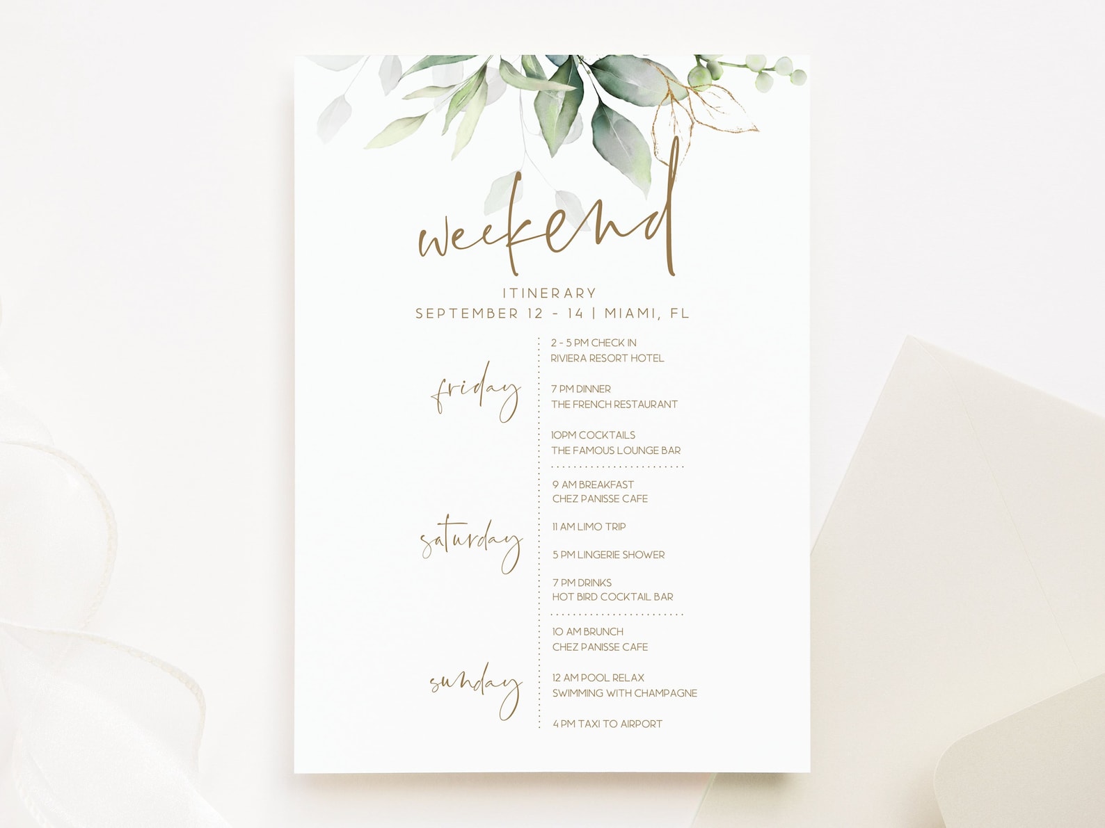 Printable Itinerary Template Birthday Weekend Editable - Etsy