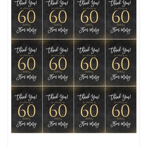 60th Birthday Tags, Favor Tags Printable, Thank You Tag, Personalized ...