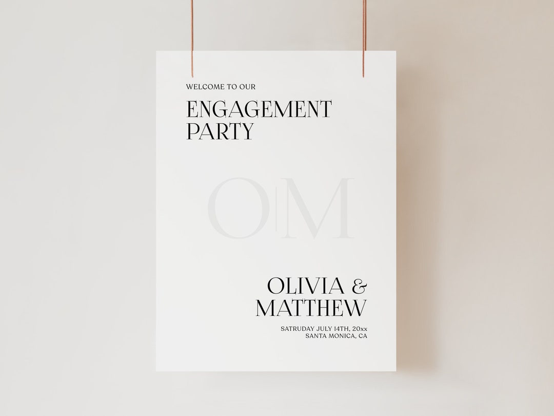 Engagement Party Welcome Sign Template, Simple Engagement Party Welcome ...