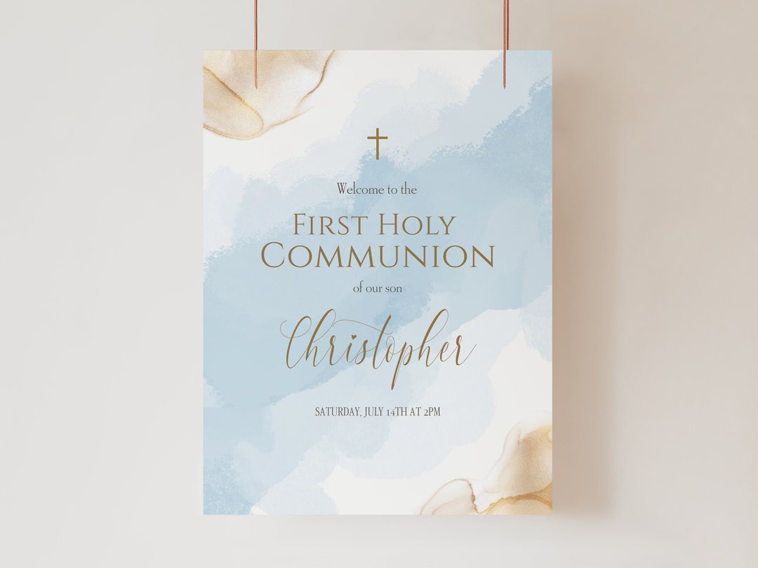Boy First Holy Communion Welcome Sign, Christening Welcome Sign ...
