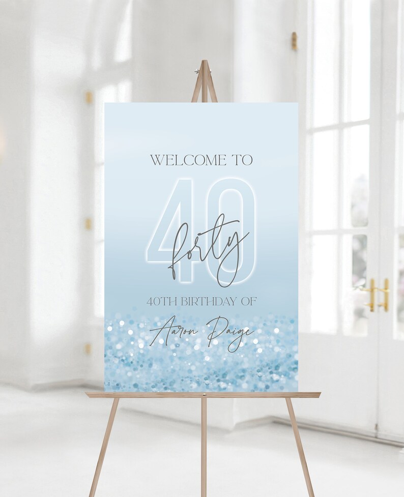 Printable 40th Forty Birthday Party Welcome Sign Editable - Etsy