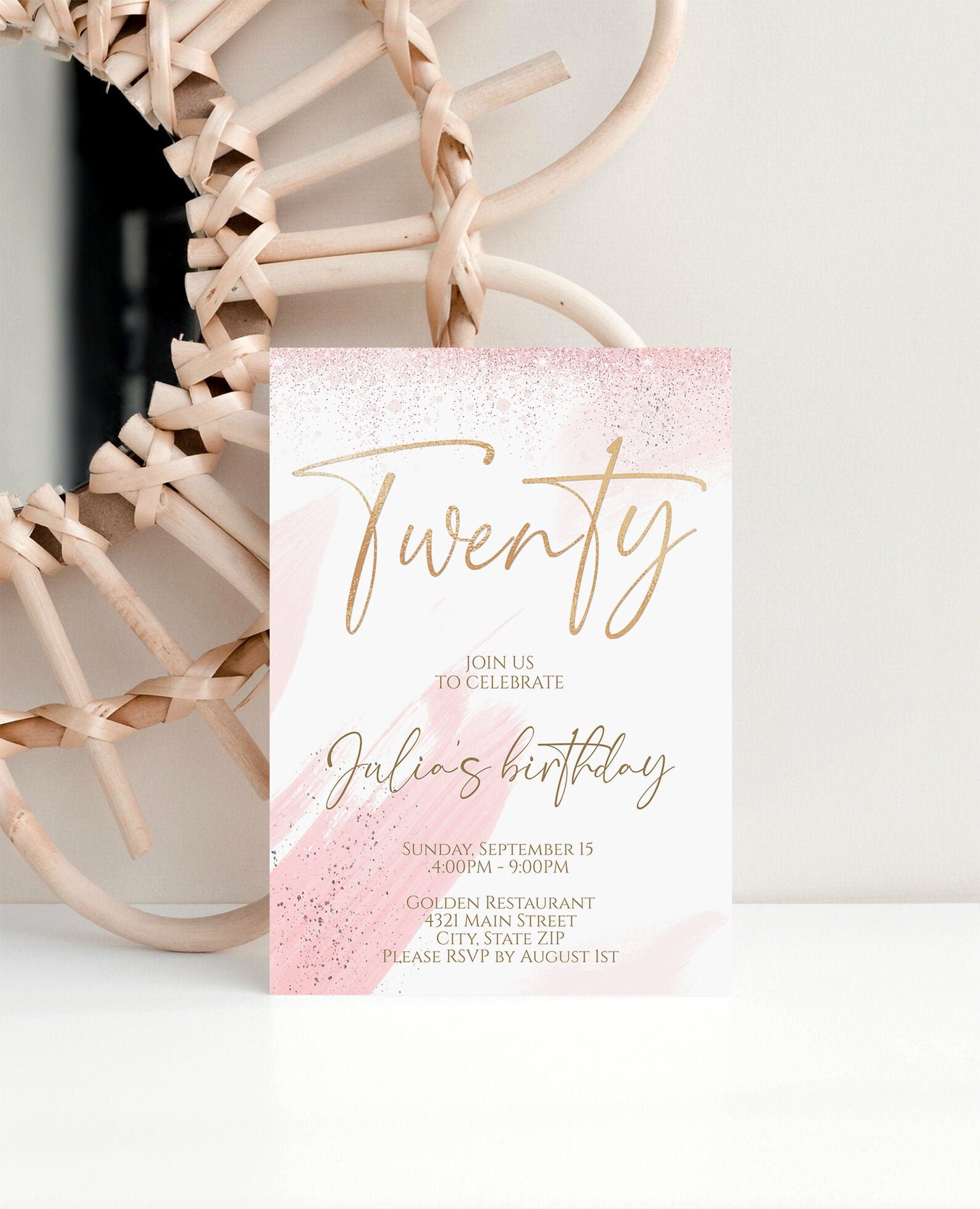 20th Birthday Invitation Gold Foil Twenty Invitation - Etsy