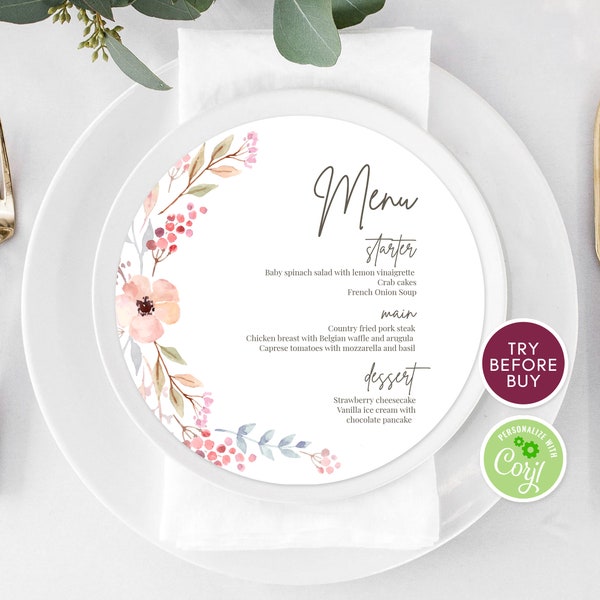 Floral Circle Menu - Etsy