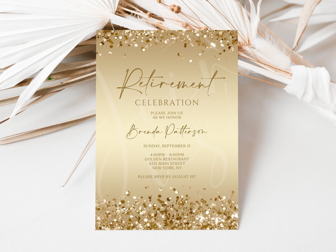 Printable Surprise Retirement Party Invitation Template, Gold Editable ...