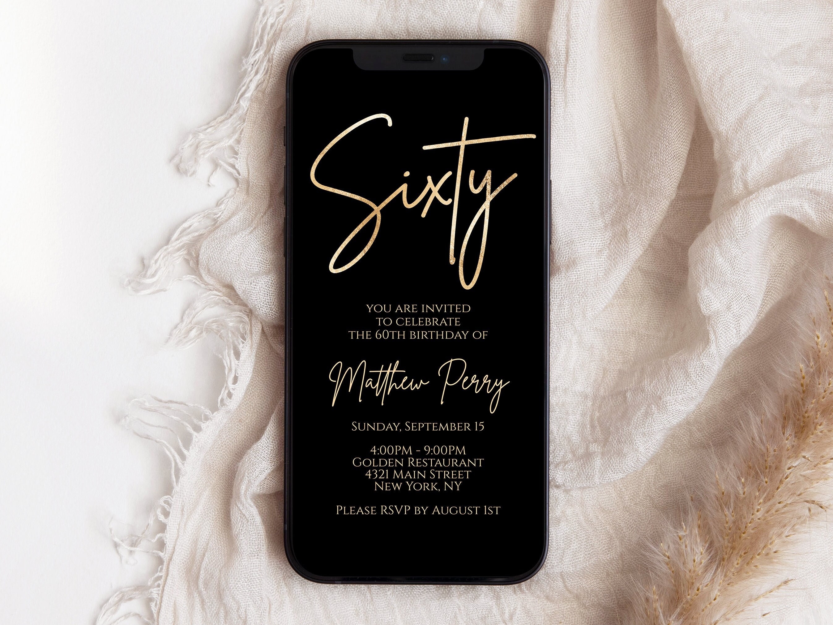 Digital Sixty 60th Birthday Text Message Invitation Template - Etsy