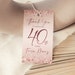 Rose Gold Forty 40th Birthday Favor Tag, Printable Thank You Tag ...