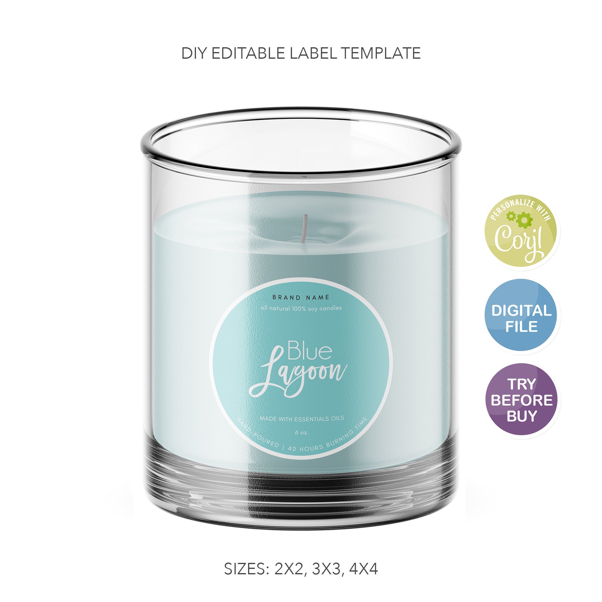 Candle Label Template Editable Product Label Circle Candle | Etsy