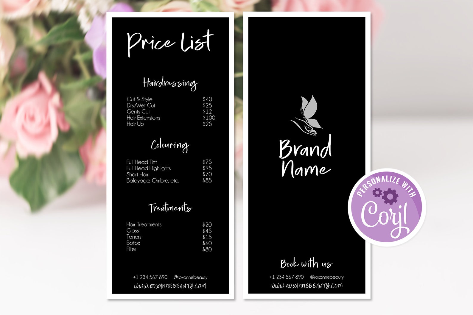 Editable Black & White Price List Business Price List - Etsy