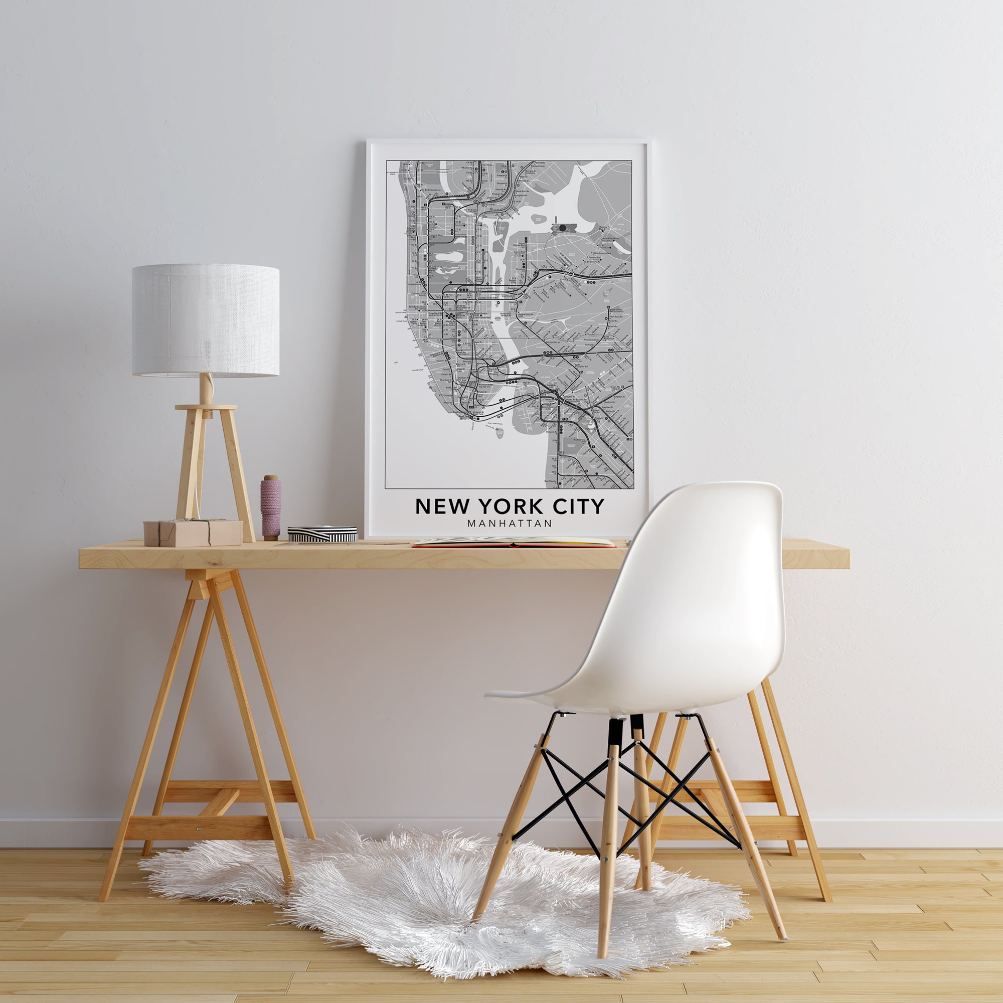 New York City Map Print Printable Wall Art NYC Map - Etsy