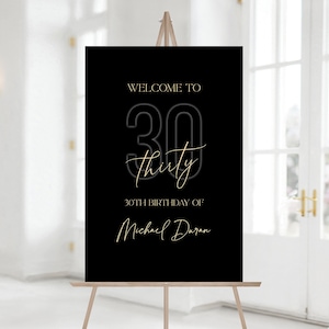 Printable 30th Birthday Welcome Sign Template Thirty Black - Etsy