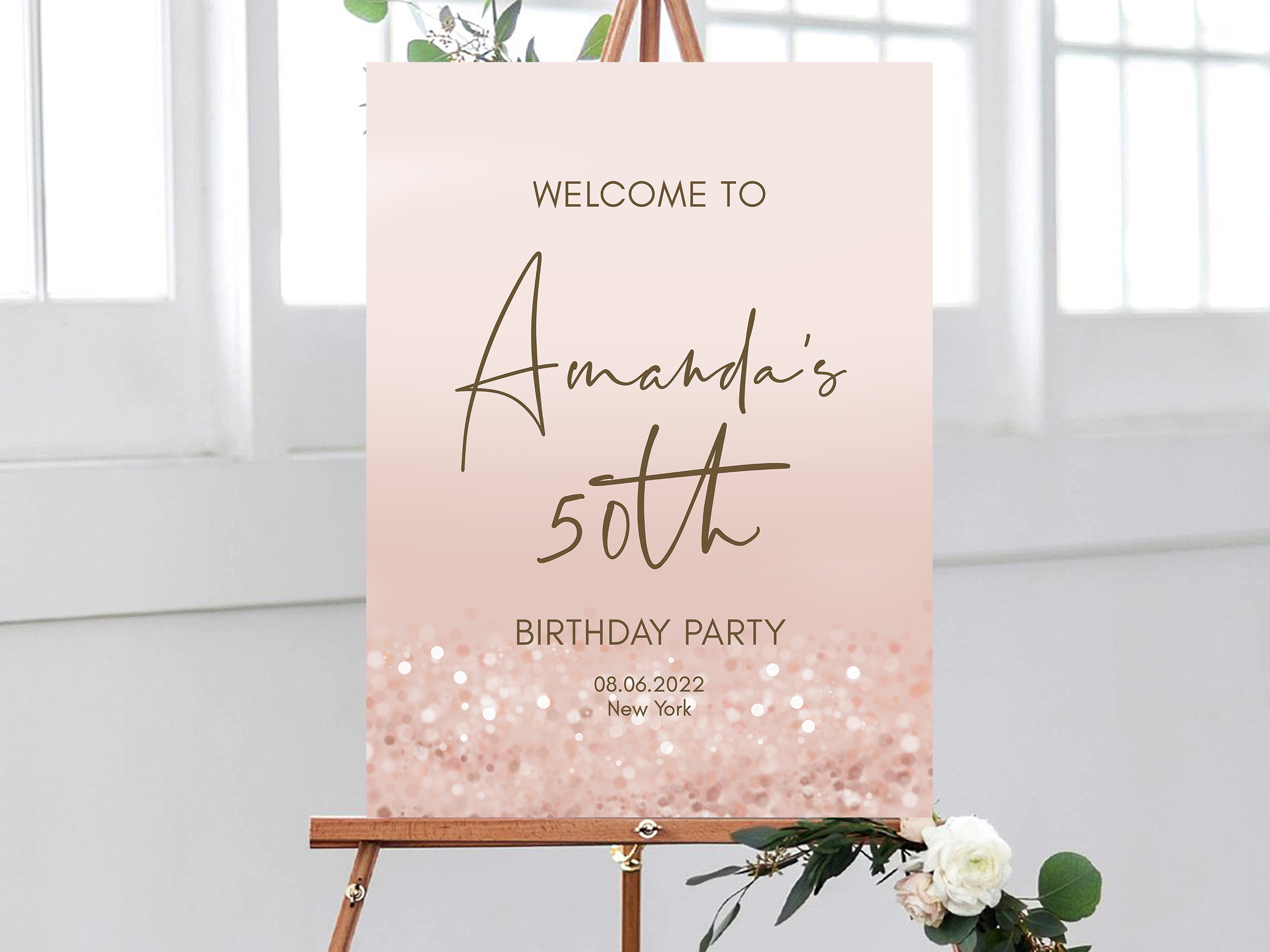 Printable 50th Fifty Birthday Party Welcome Sign Editable - Etsy