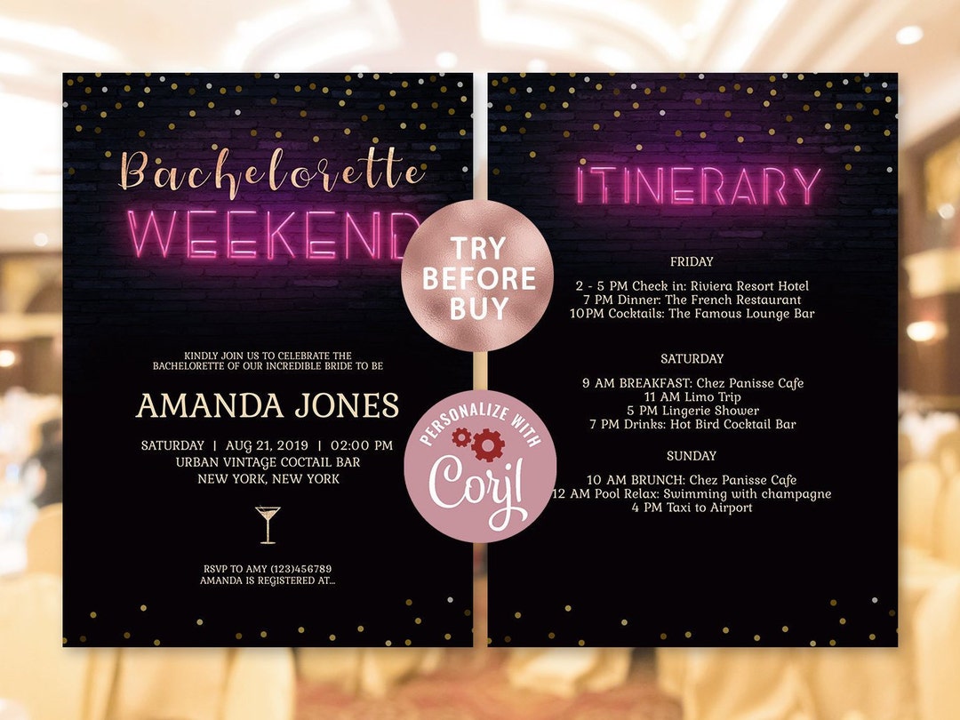 Bachelorette Weekend Invitation, Bachelorette Party Invitation With ...
