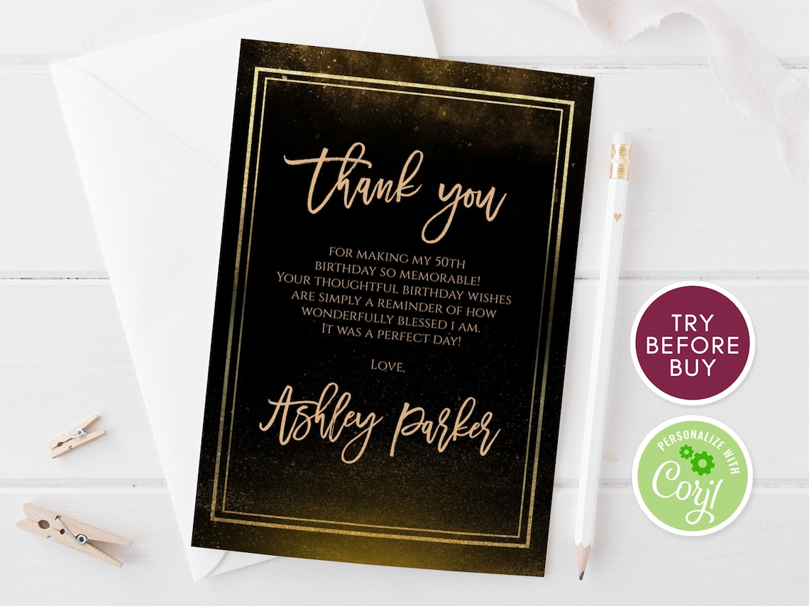 Adult Birthday Card Thank You Cards Anniversary Editable - Etsy