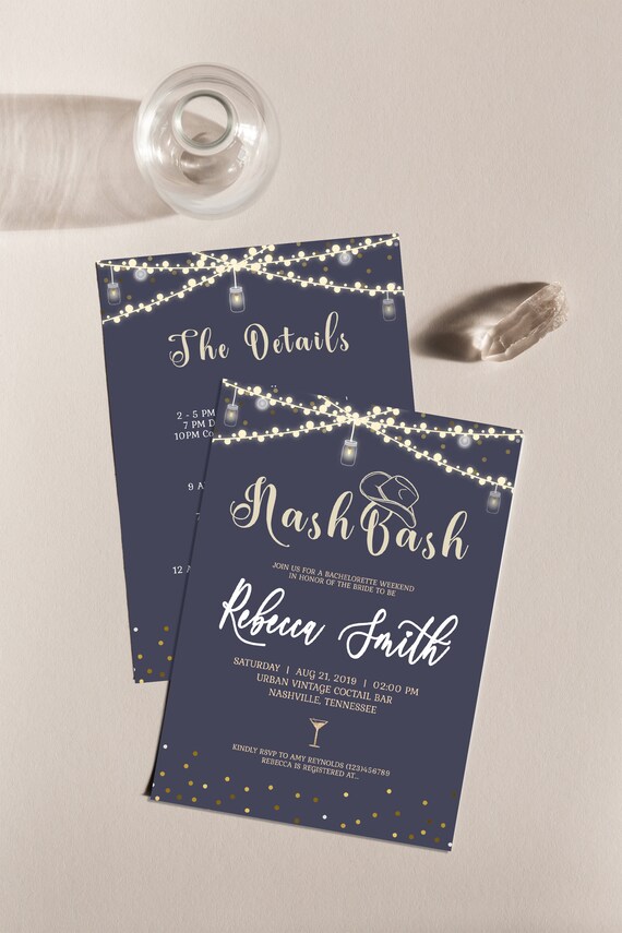 Nash Bash Bachelorette Party Invitation With Itinerary | Etsy