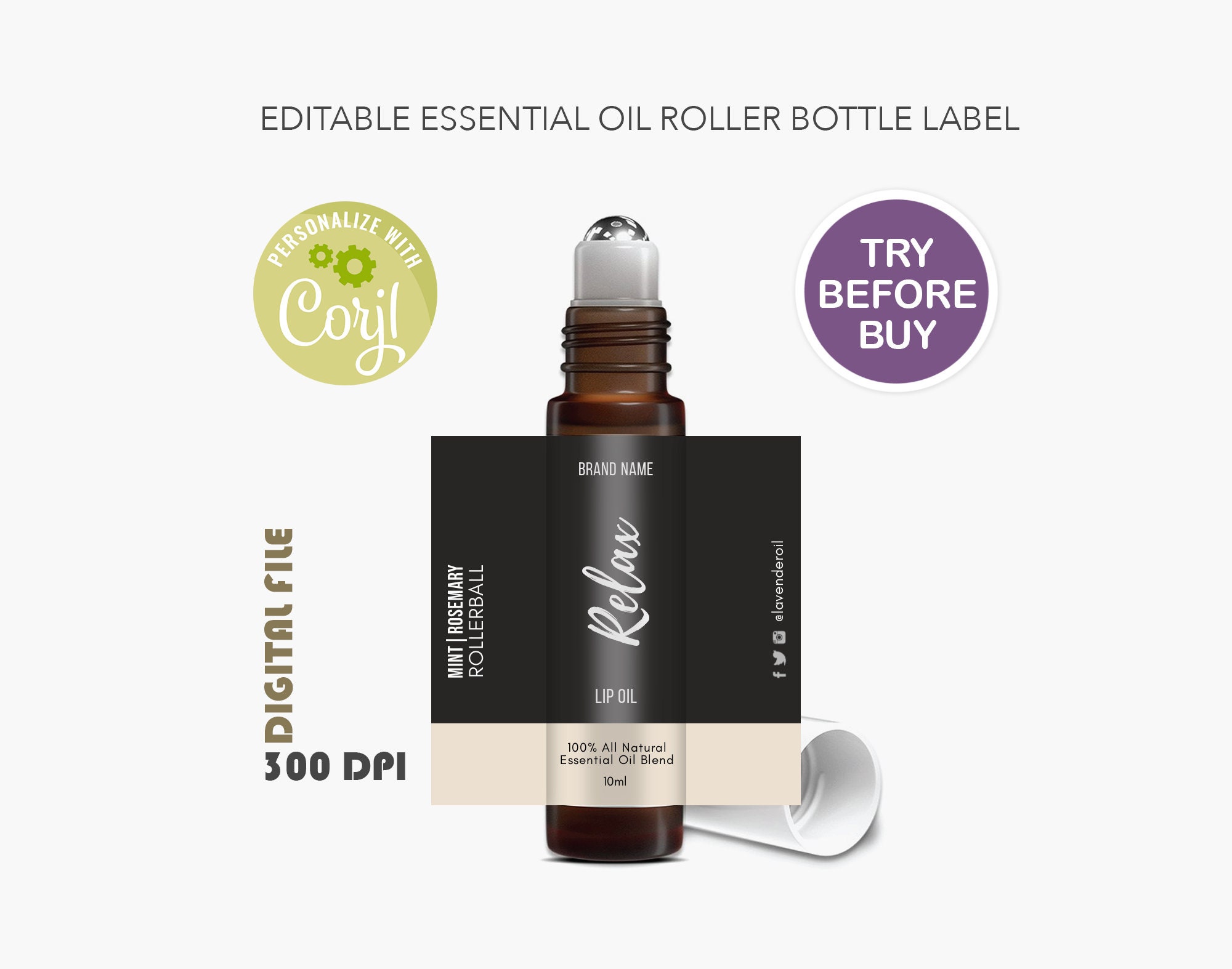 Roller Bottle Label Essential Oil Labels Custom Oil Label - Etsy