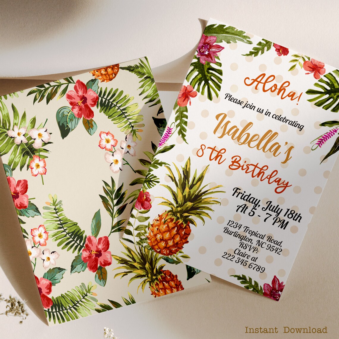 Aloha Birthday Invitation Template Tropical Luau Birthday - Etsy