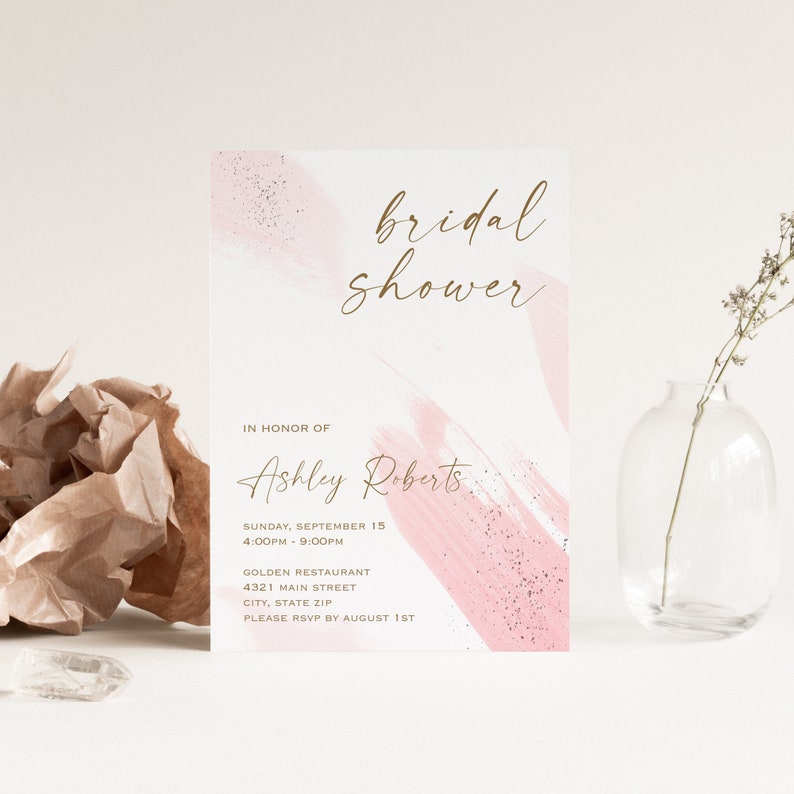 Printable Rose Gold Bridal Shower Invitation Template | Etsy