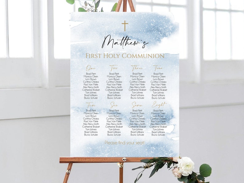 Printable First Holy Communion Seating Chart Sign Template - Etsy