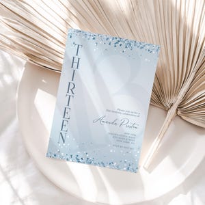 Editable Blue Confetti 13th Thirteen Boy Birthday Invitation Template ...
