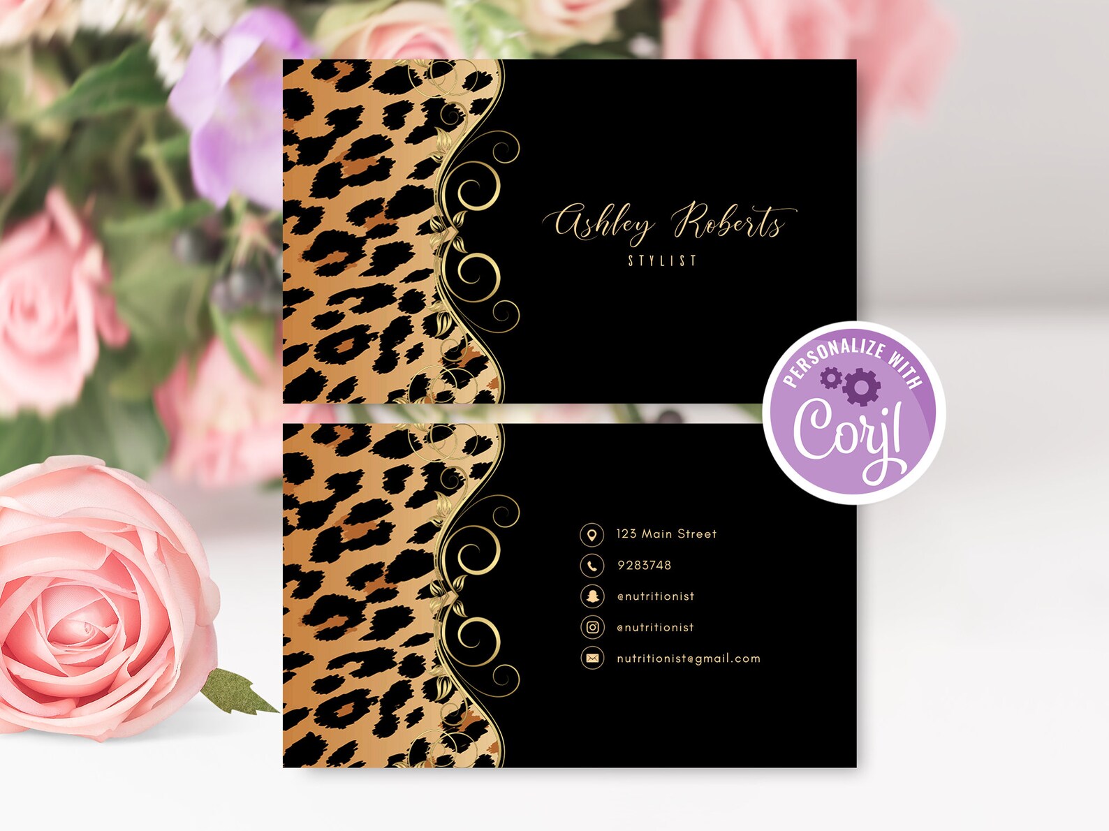 Leopard Business Cards Dark Template College Students - Etsy