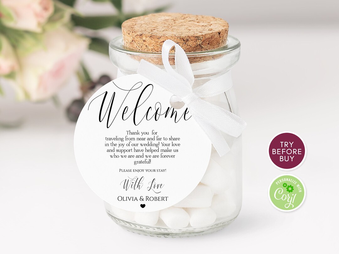 Printable Welcome Tag, Wedding Welcome Bag Tag, Wedding Favor Tag ...