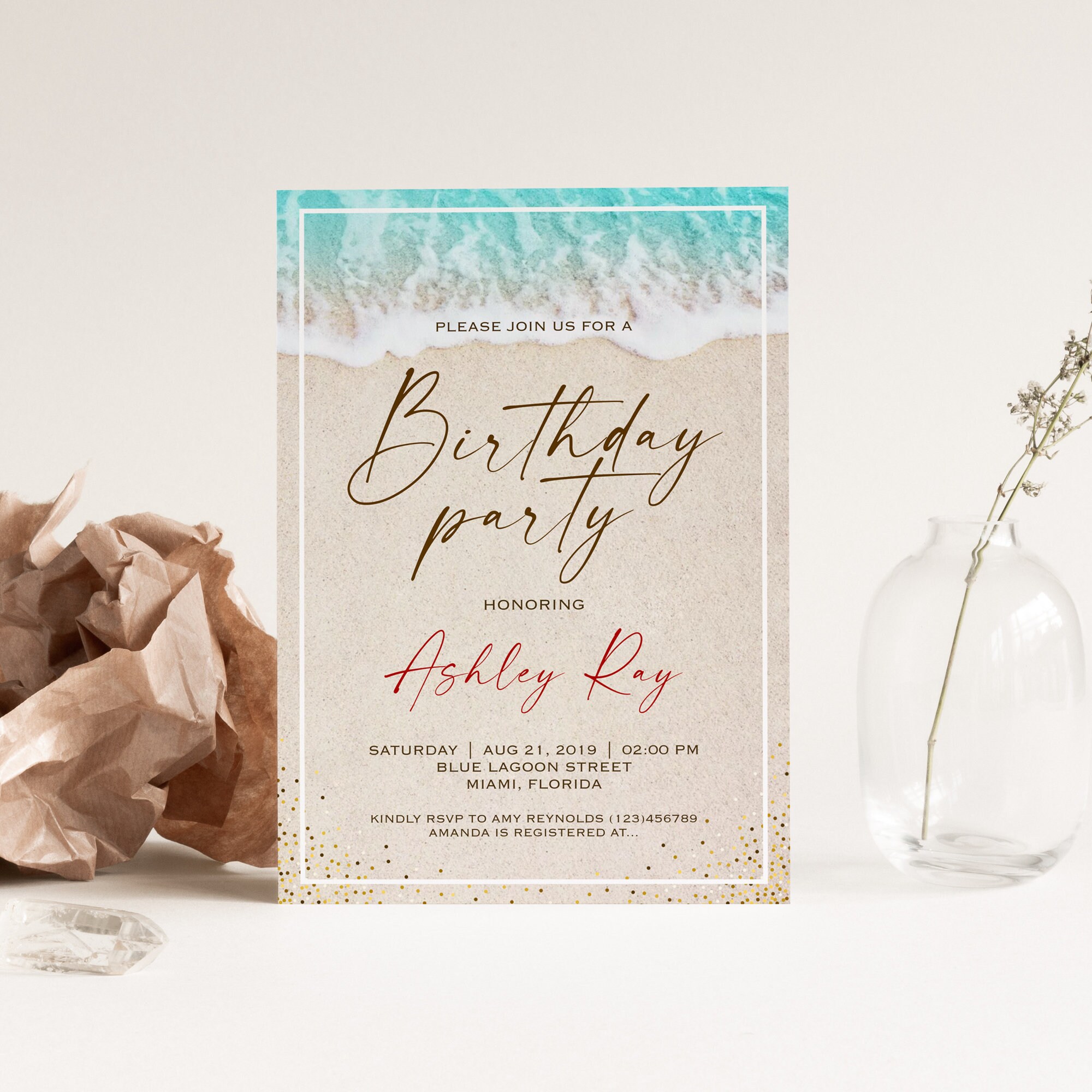Beach Party Invitation. Printable Beach Birthday Party - Etsy
