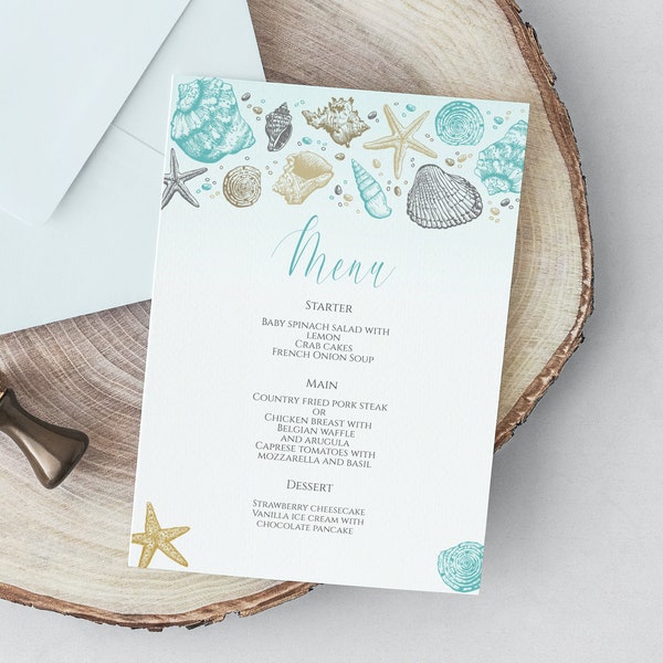 Beach Wedding Menu - Etsy