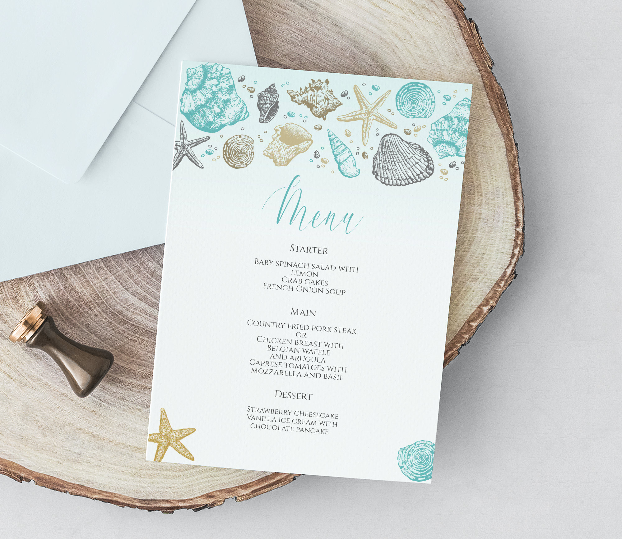 Printable Beach Marine Wedding Menu Editable Bridal Shower | Etsy