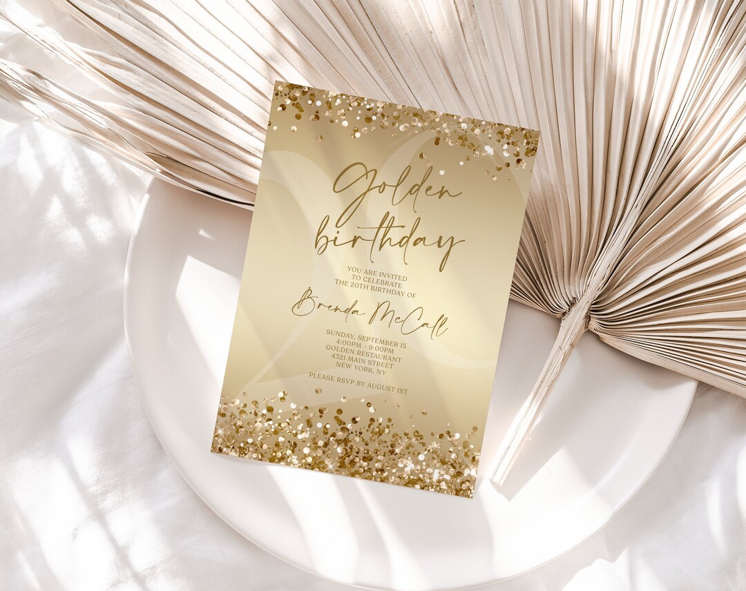 Printable Ladies Golden Birthday Invitation Template, Gold Party Invite ...
