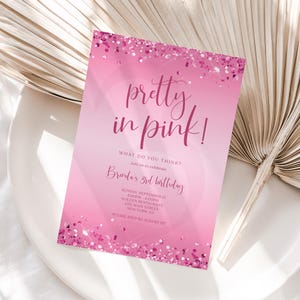 Pretty in Pink 3rd Girl Birthday Invitation Template, Editable Girl ...