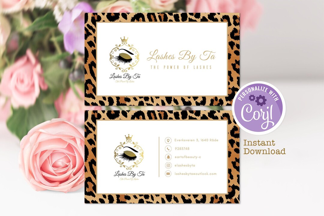 Leopard Business Cards Gold Template Leopard Style Stylist - Etsy