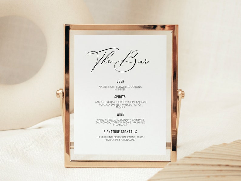 Printable Wedding Bar Menu Template 8x10 Modern - Etsy