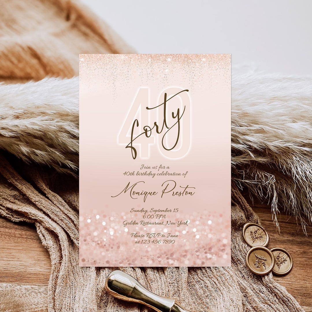 Printable 40th Forty Birthday Invitation Template, Editable Forty and ...