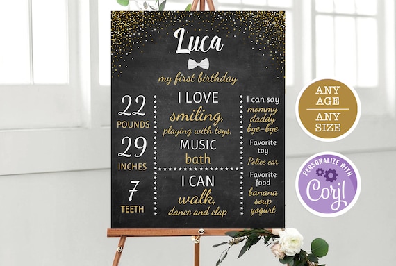 Printable Birthday Stats Board Mr Onederful Birthday | Etsy