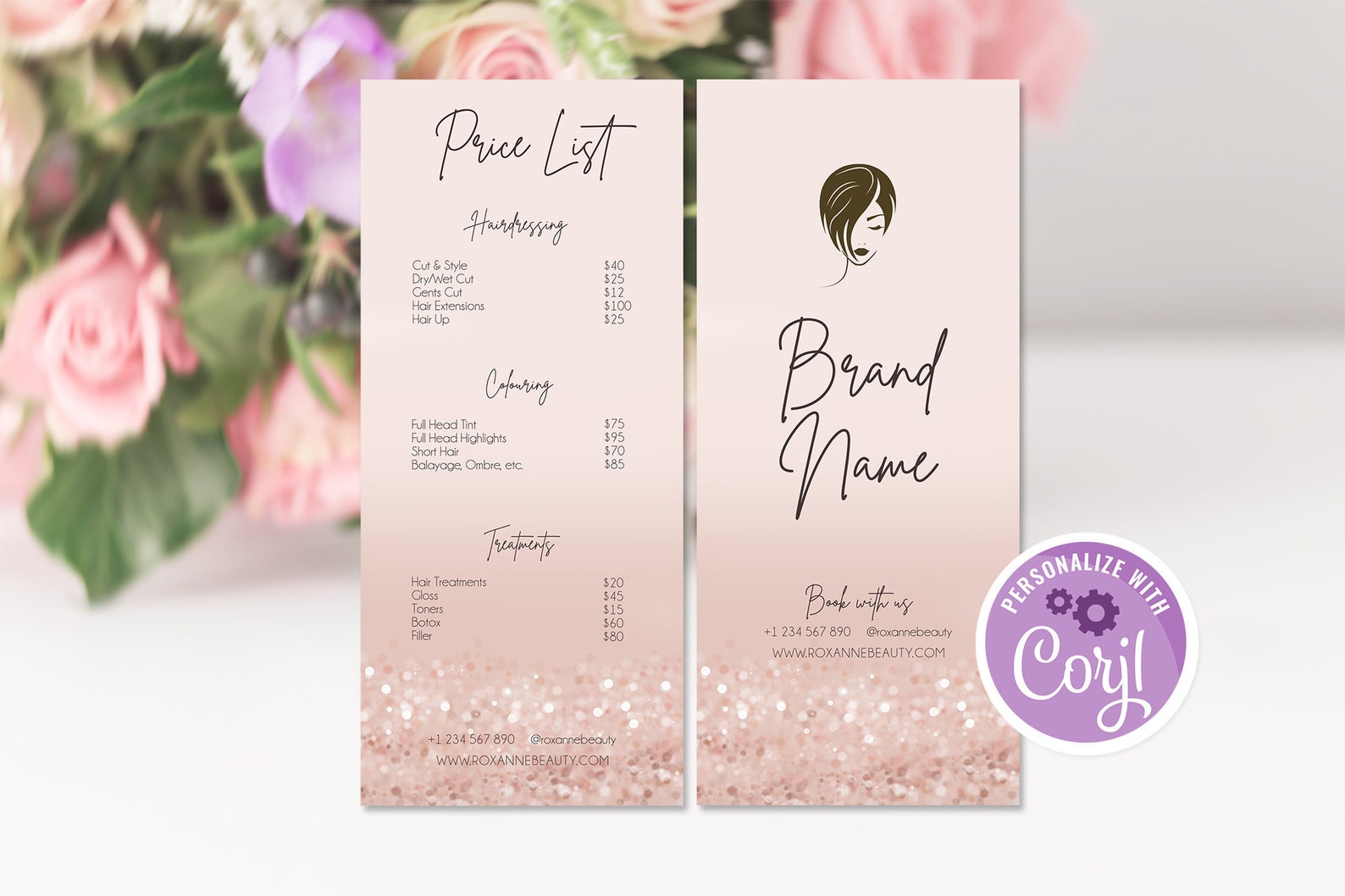 Editable Rose Gold Price List Business Price List Template | Etsy