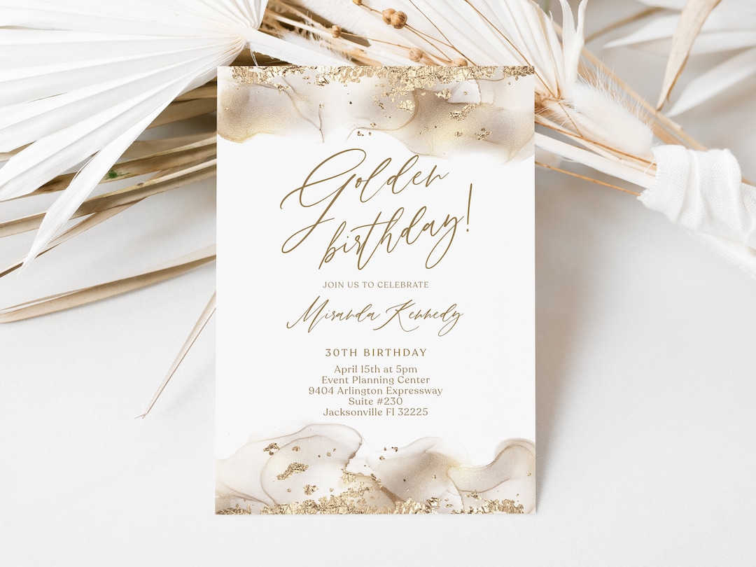 Printable Golden Birthday Invitation Template, Any Age Gold Birthday ...