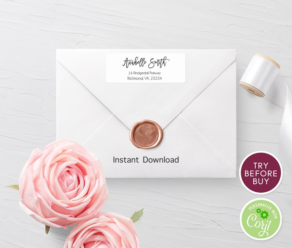 Modern Address Label Template Editable Wedding Return Label - Etsy