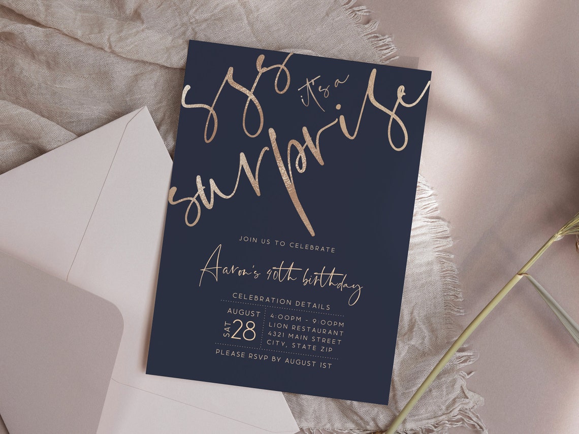 Printable Shhh It's a Surprise Birthday Invitation - Etsy