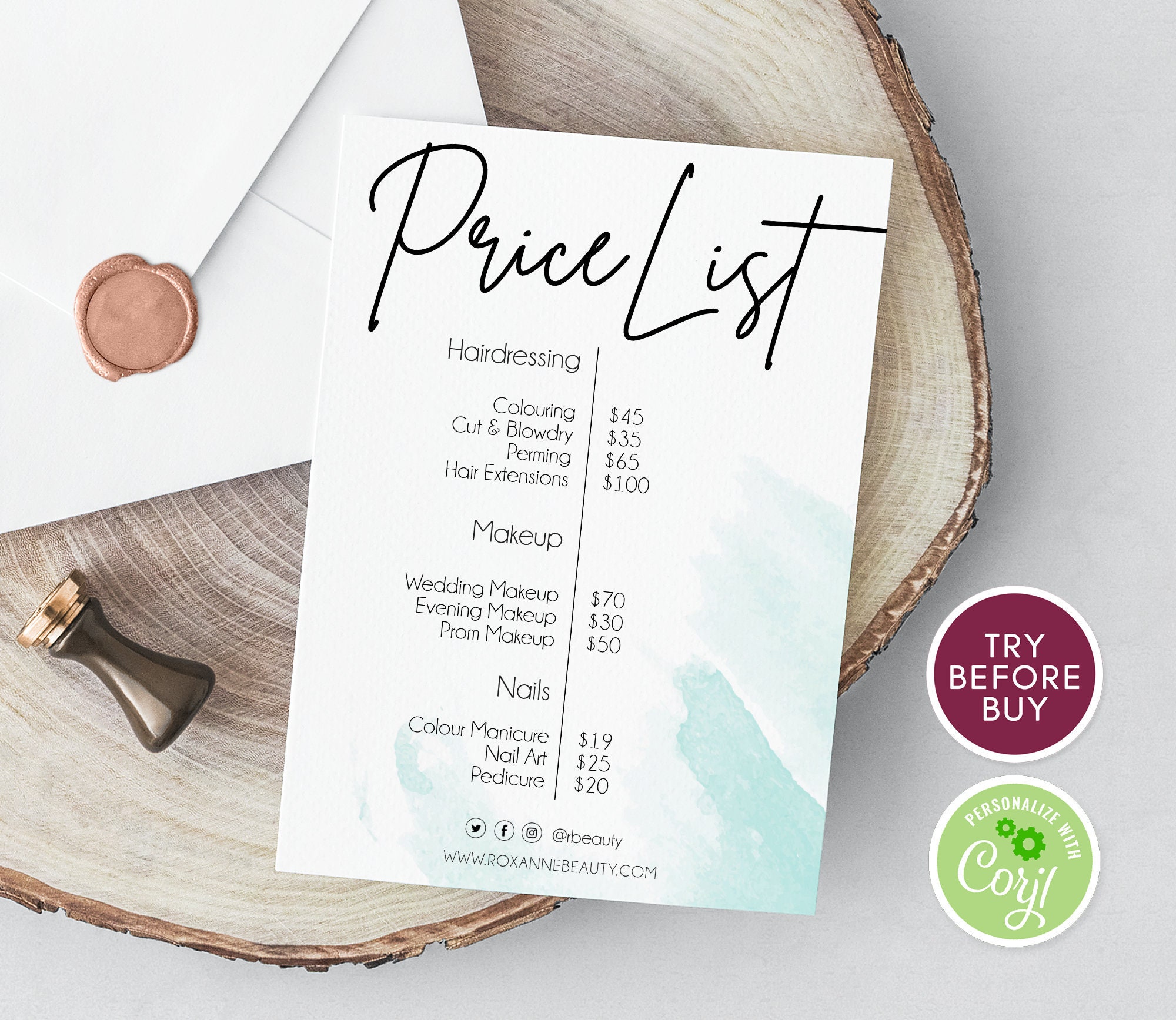 Price List Editable Template Business Price List Template - Etsy