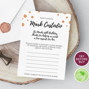 Editable Time Capsule With Matching Notes, Gold Anniversary Time ...