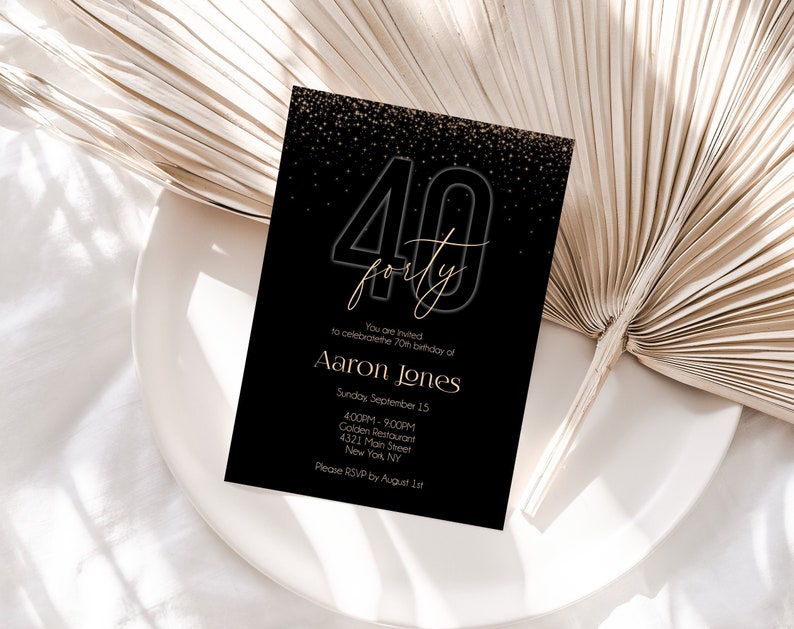 40th Birthday Invitation Printable Forty Birthday Party - Etsy