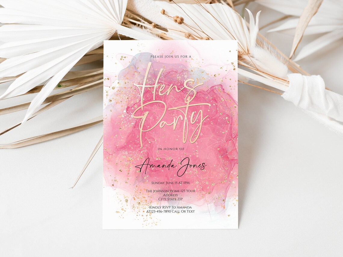Printable Hens Party Invitation Template Editable Watercolor - Etsy