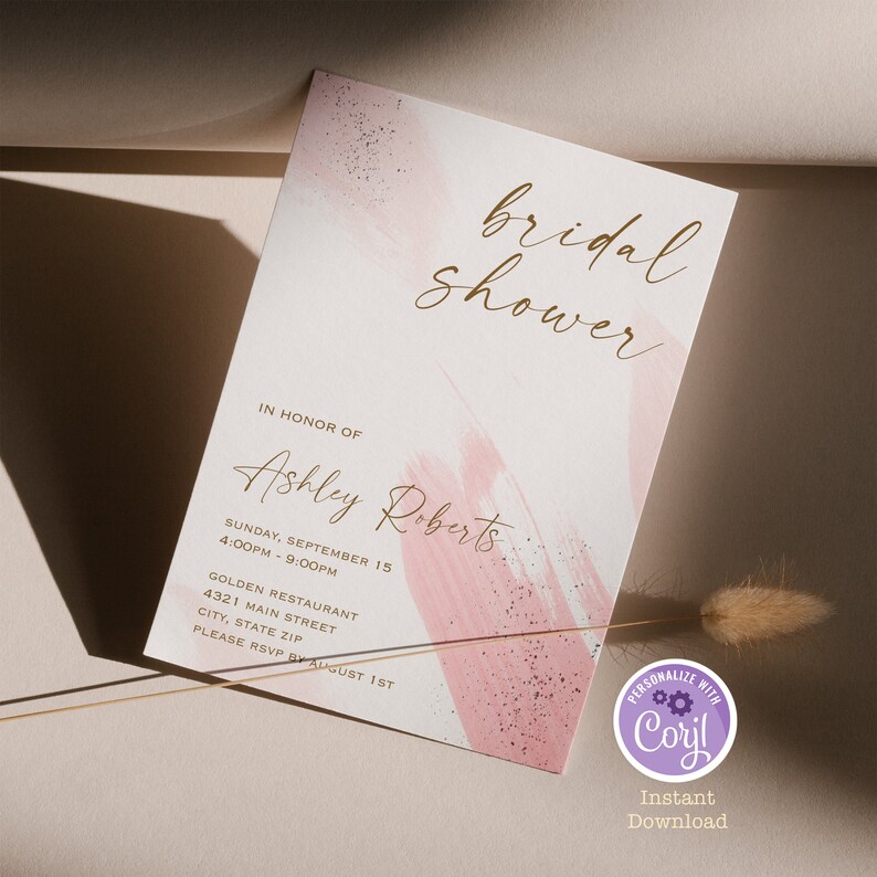 Printable Rose Gold Bridal Shower Invitation Template | Etsy